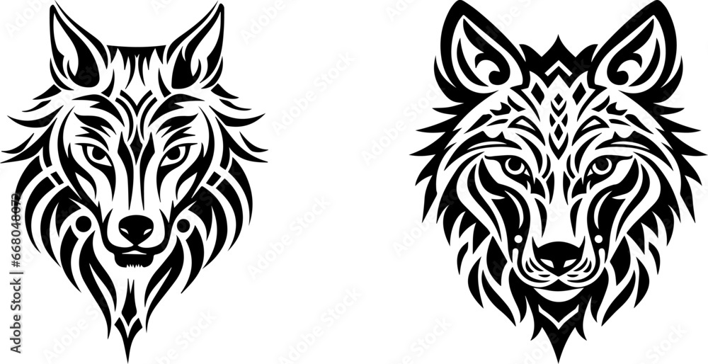 Fenrir of mythology tattoo hand draw vector. Black wolf pattern vector ...