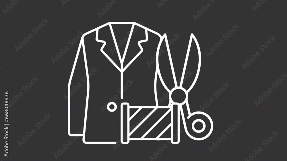 Vidéo Stock 2D white simple thin line animation of jacket alteration ...