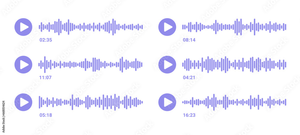 Sound wave message. Social audio of voice. Podcast soundwave player ...
