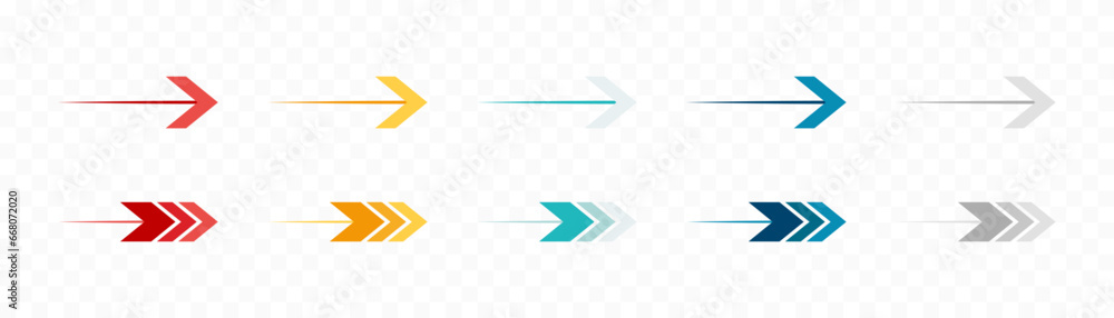 Arrow icon set. Colored arrow symbols. Arrow of different types. Arrow ...