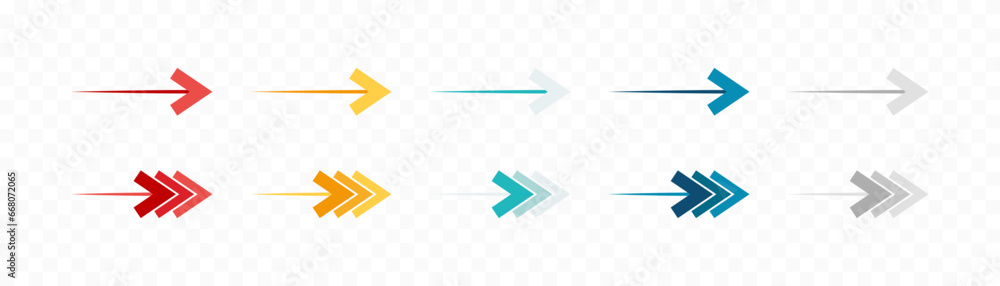 Arrow icon set. Colored arrow symbols. Arrow of different types. Arrow ...