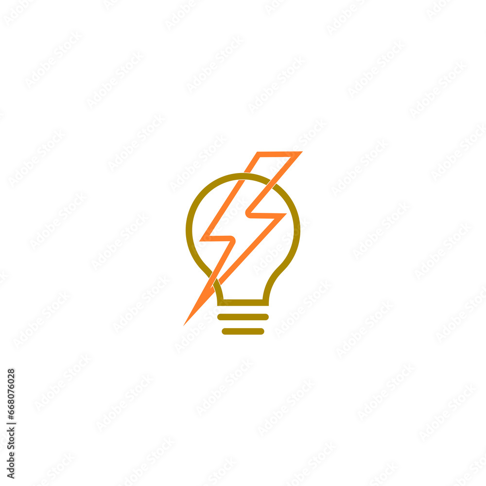 Light bulb and lightning bolt icon isolated on transparent background ...