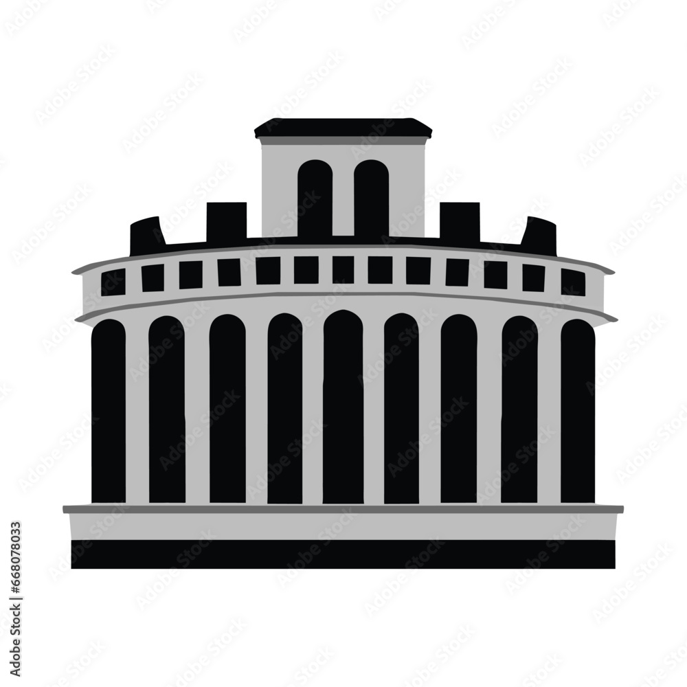 Ancient Roman empire building, Greek temple, gray architecture elements ...