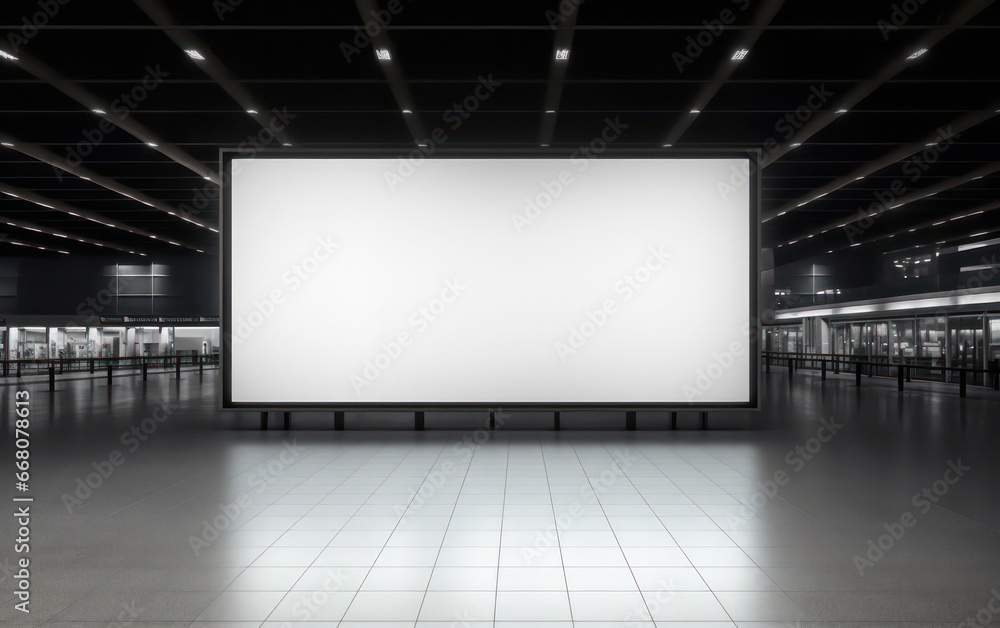 Airport hall billboard mockup. Business concept, indoor board. Stock ...