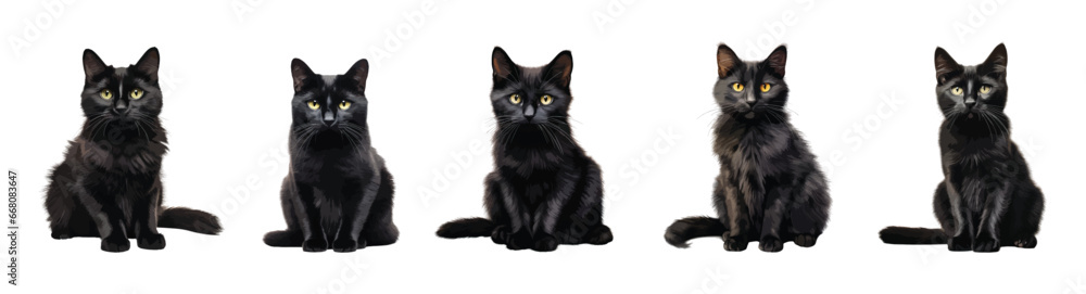Black cat vector set isolated on white background Stock Vector | Adobe ...