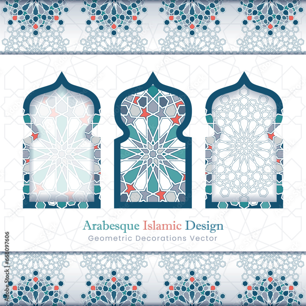 Arabesque islamic banner collection. Set of arabesque patterns vector ...