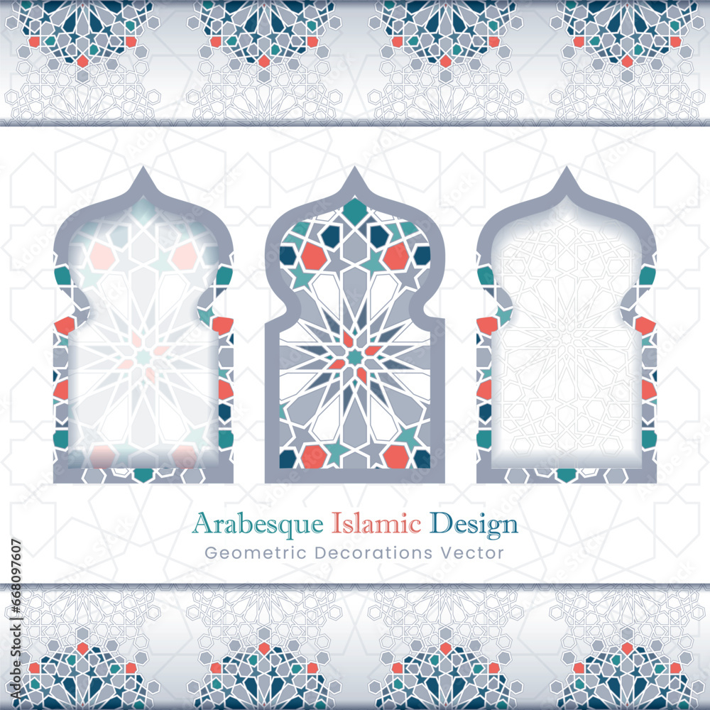 Arabesque islamic banner collection. Set of arabesque patterns vector ...