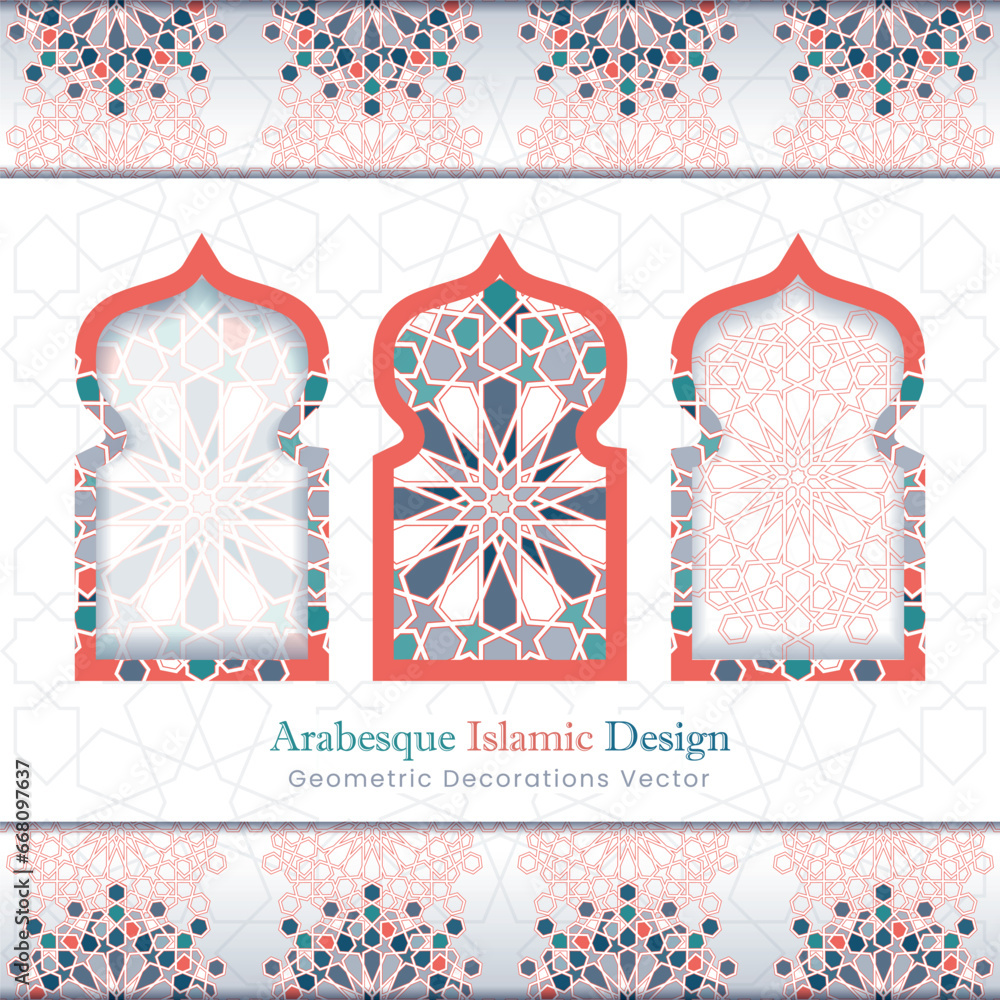 Arabesque islamic banner collection. Set of arabesque patterns vector ...
