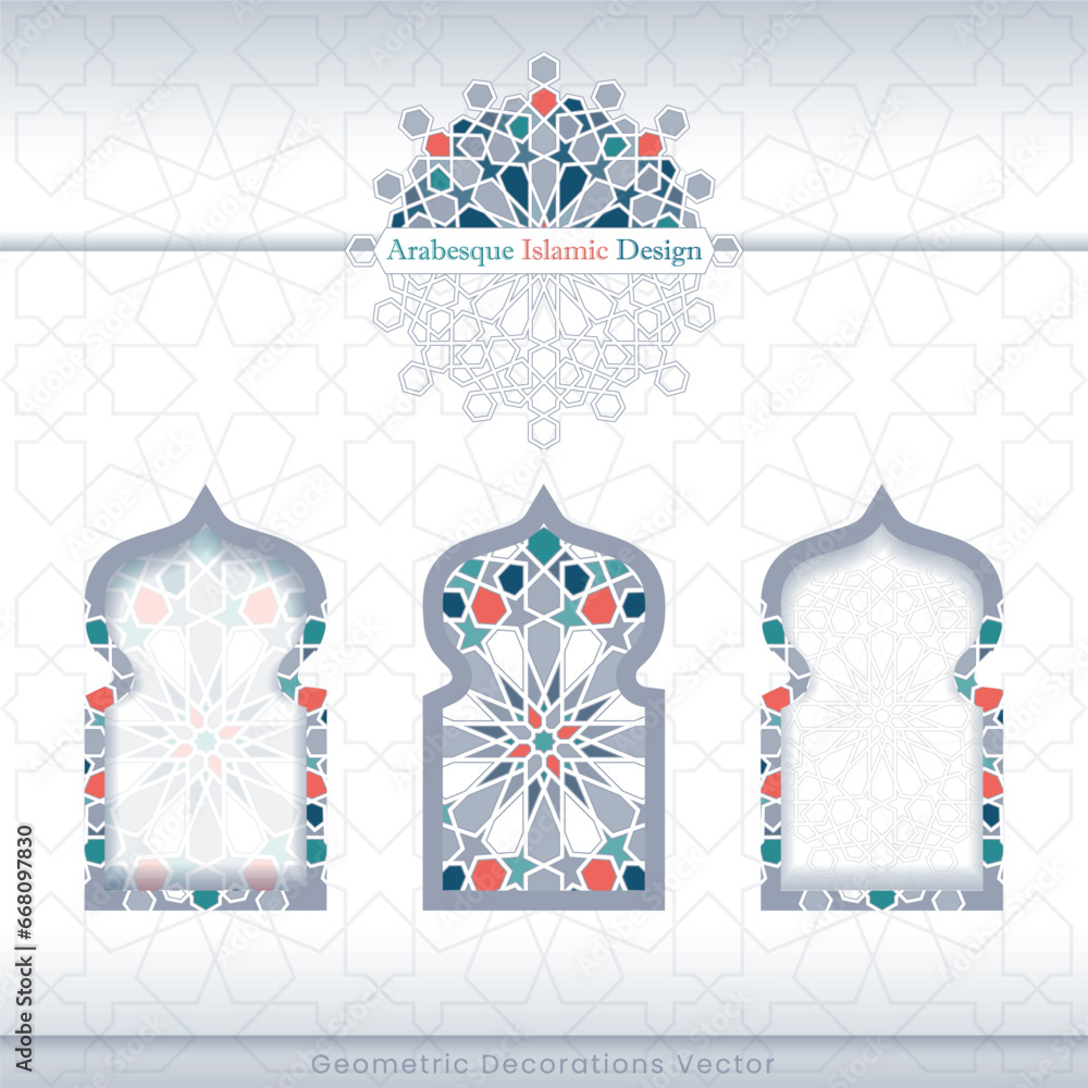 Arabesque islamic banner collection. Set of arabesque patterns vector ...