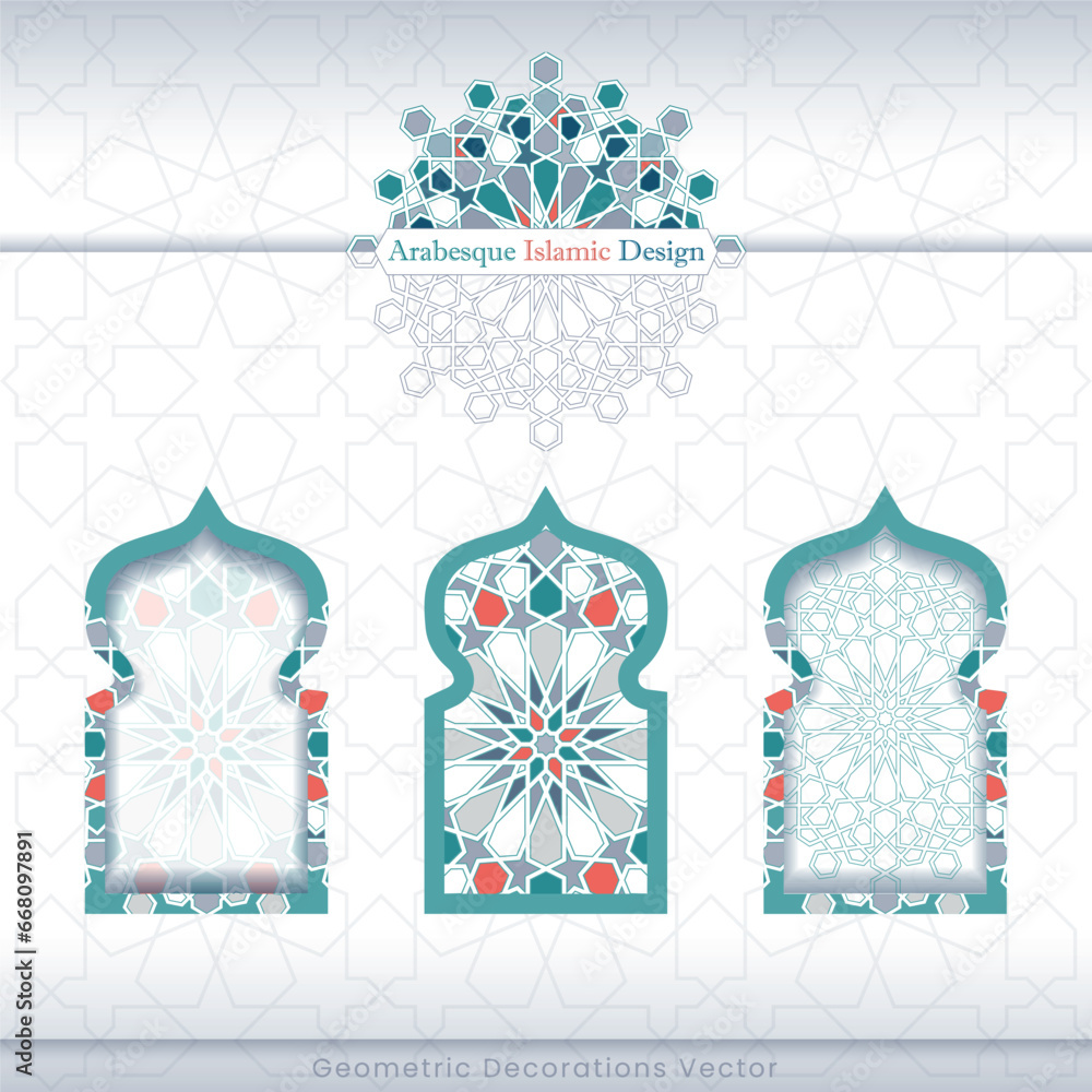 Arabesque islamic banner collection. Set of arabesque patterns vector ...