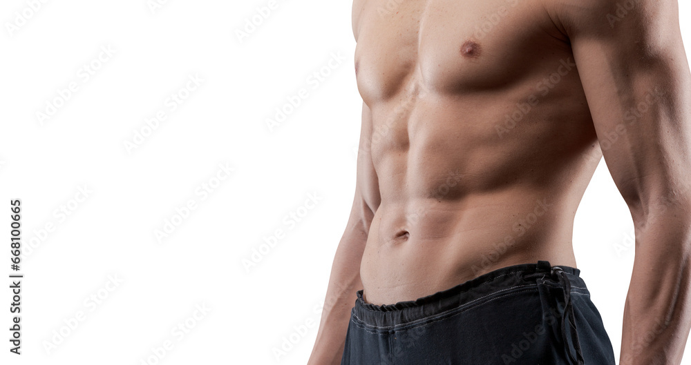 Athletic shirtless man showing off his muscular body Stock Photo ...