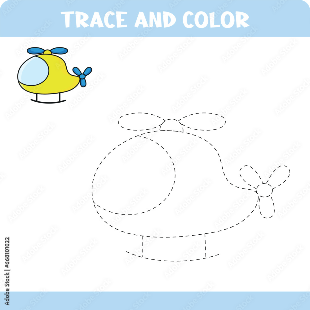 Trace and color educational worksheet for kids. Tracing objects ...