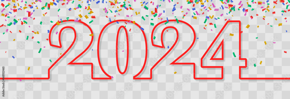 Happy New Year 2024 confetti design. 2024 text design for Brochure ...