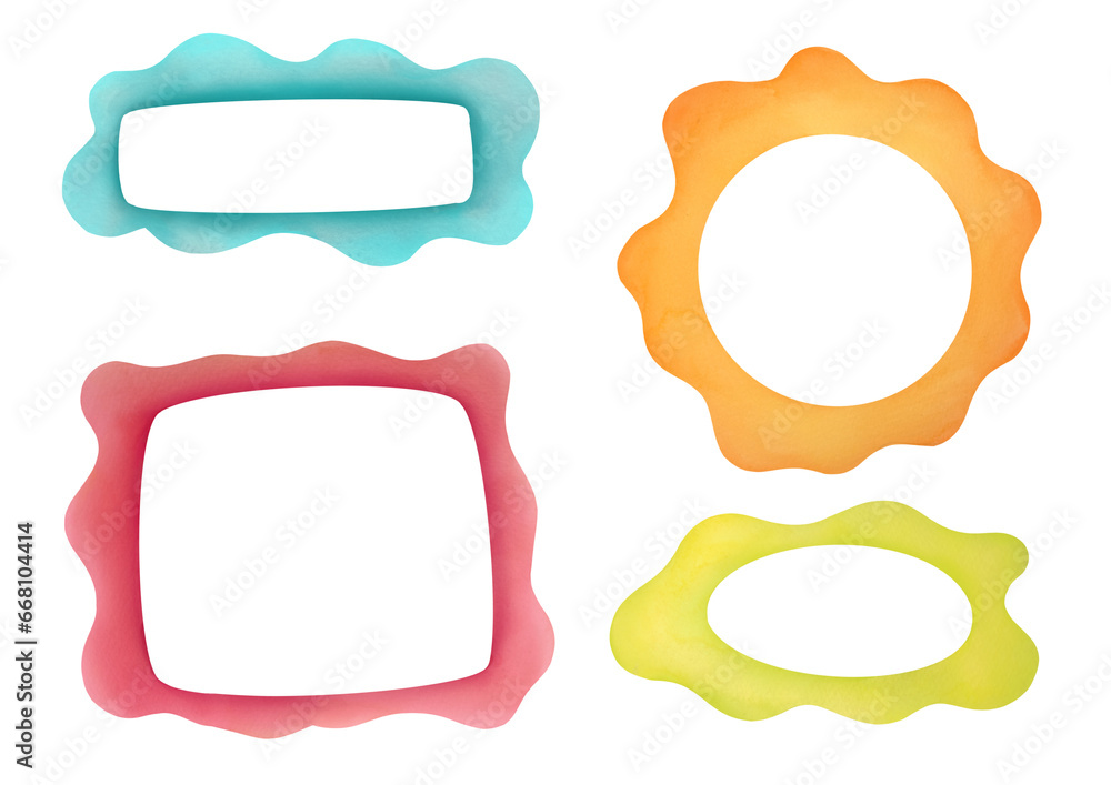 clipart cute watercolor photo frame heart-shaped, square, horizontal ...