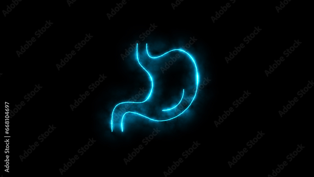 Stomach icon. Stomach Neon Sign. Neon stomach icon in line style ...