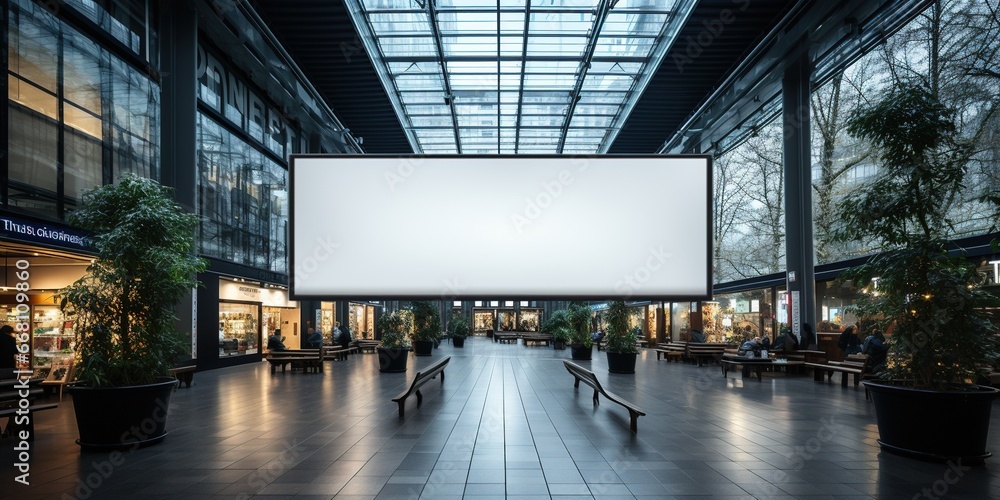 Public shopping center mall or business center high big advertisement ...