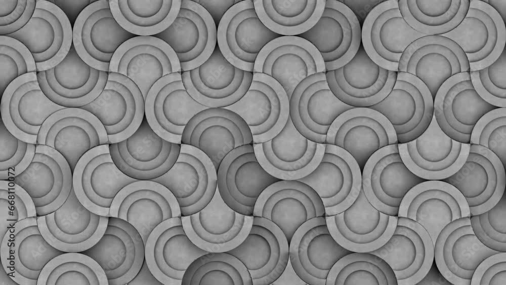 Convex concrete circle stones geometric tile background. Bulging rings ...