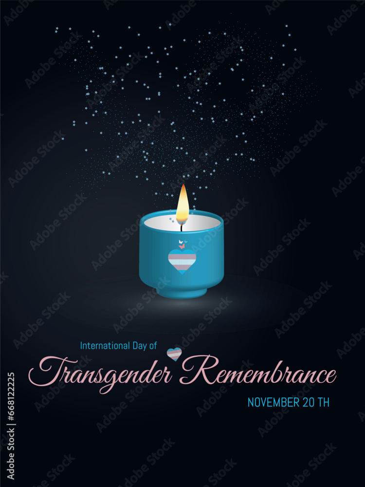 International Transgender Day of Remembrance. Candle with lit flame and ...