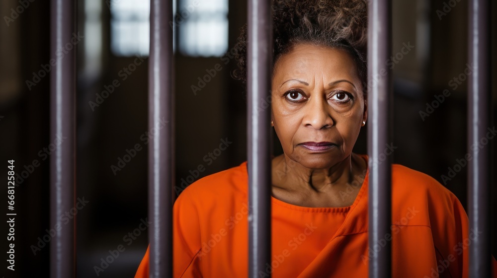 Criminal serves term of imprisonment in prison cell. Inmate stands ...