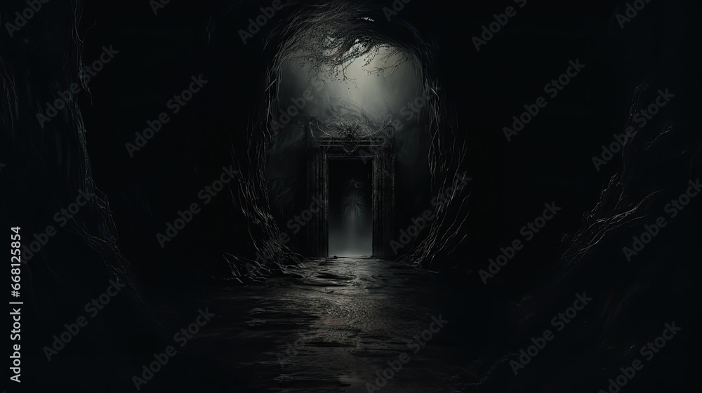 door in the darkness grim dark fantasy Dungeon cell, necromancer lair ...