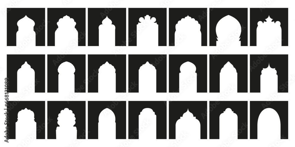 Shape Islamic door and arabic window arch. Elements on transparent ...