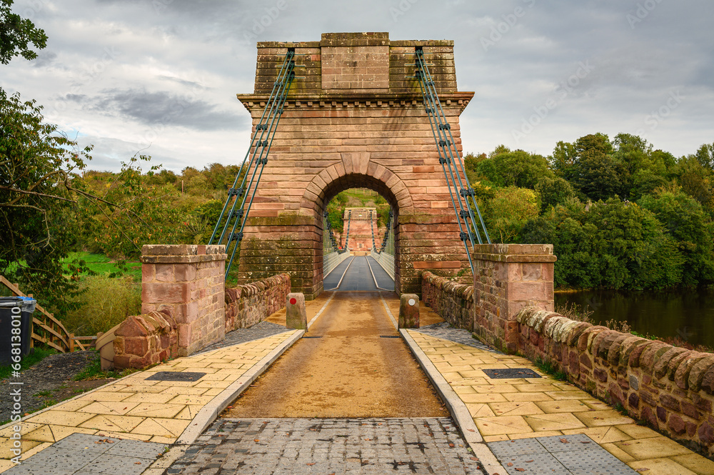 Union Chain Bridge entrance from Scotland. The Union Chain Bridge is a ...