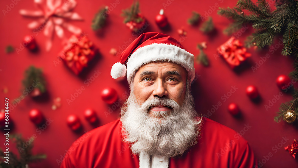 This image is a photo realistic image of a person dressed as Santa ...