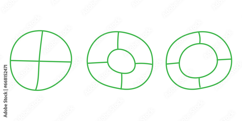 Set of four parts of circle. Pie chart with four same size sectors ...