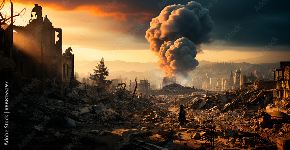 Bomb explosion in an Arab city, attack by a neighboring country on the ...