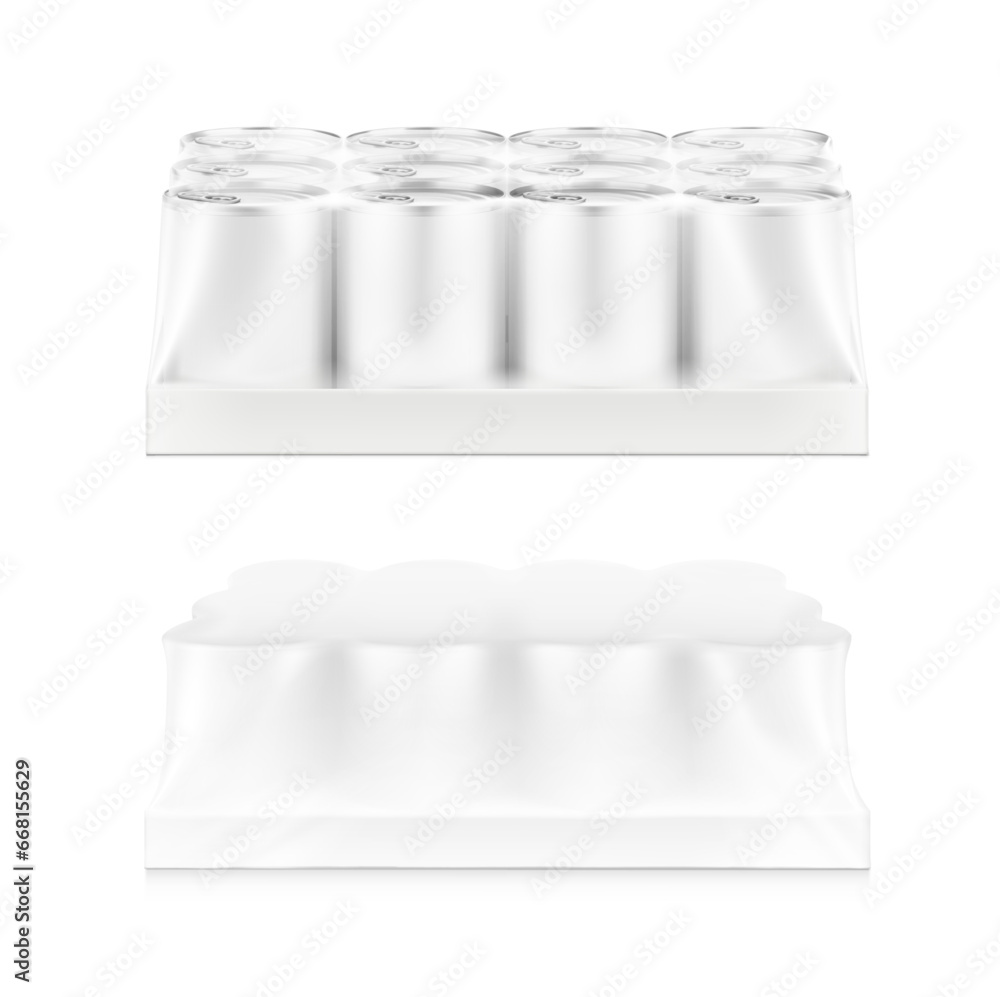Hight realistic tin can multipack 4x3 mockup. Vector illustration ...