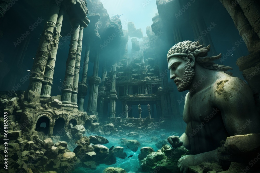 Legendary Atlantis. The sunken continent of an ancient highly developed ...