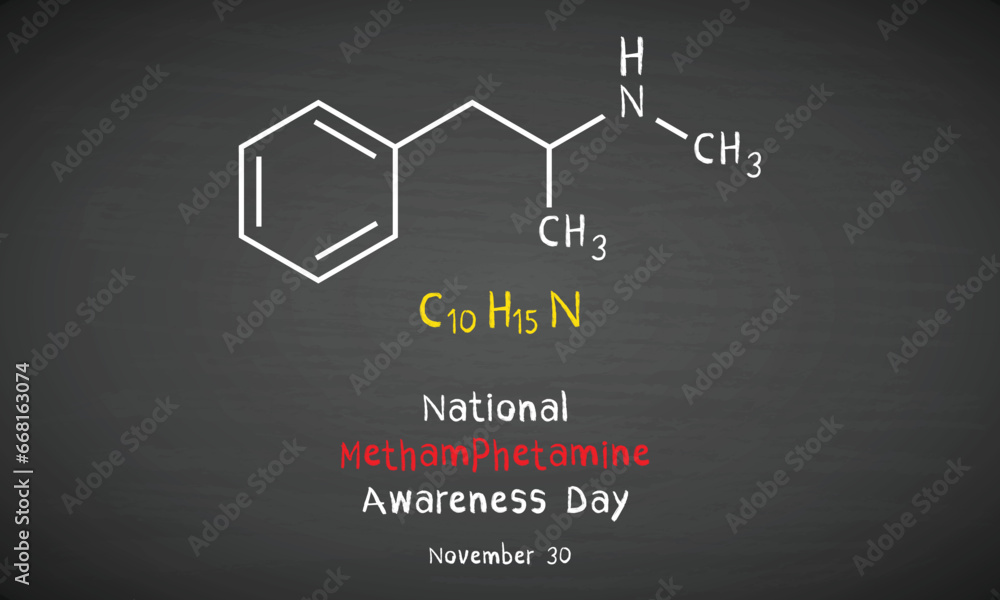 National Methamphetamine Awareness Day design. It features molecular ...
