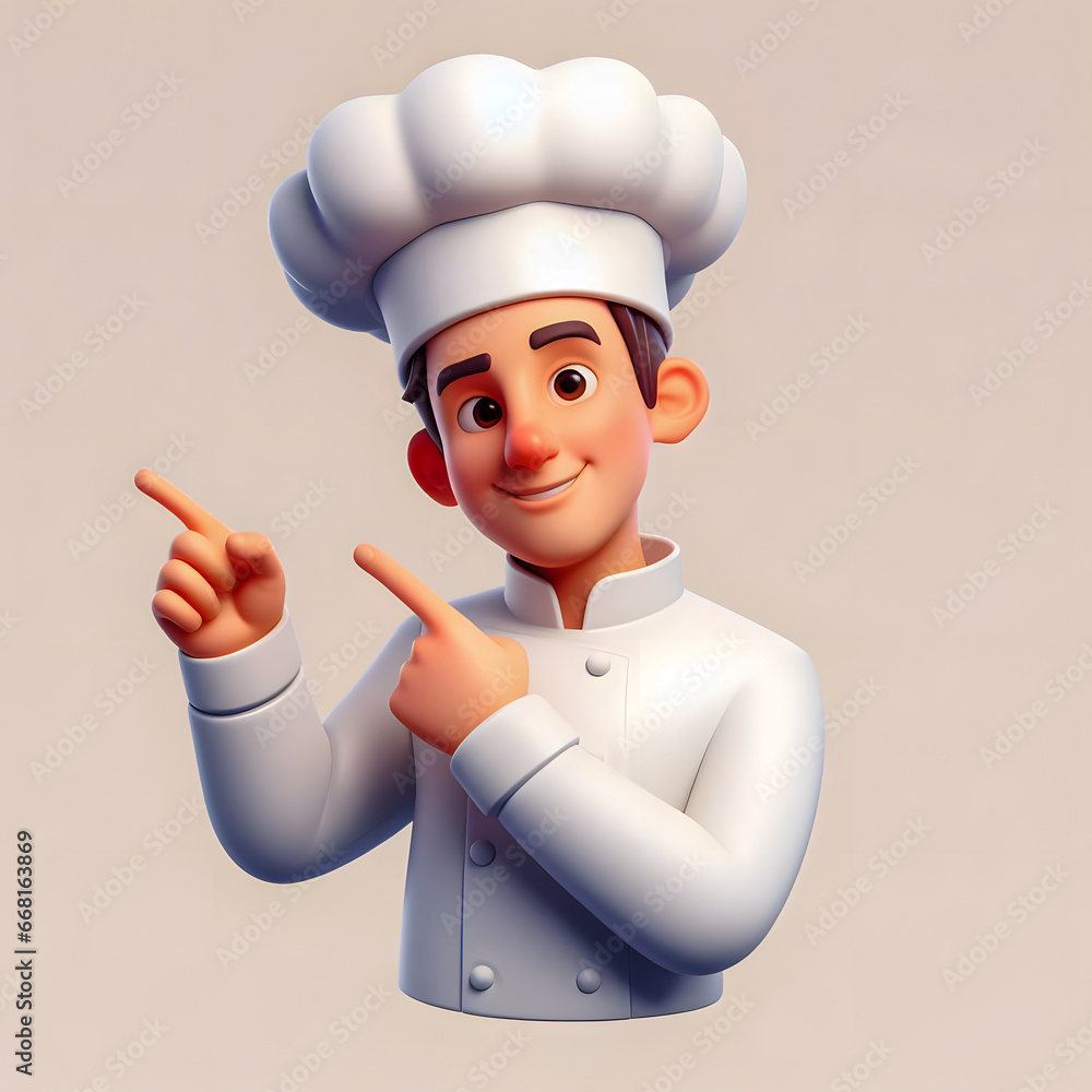 there is a cartoon chef pointing to something on the screen Generative ...