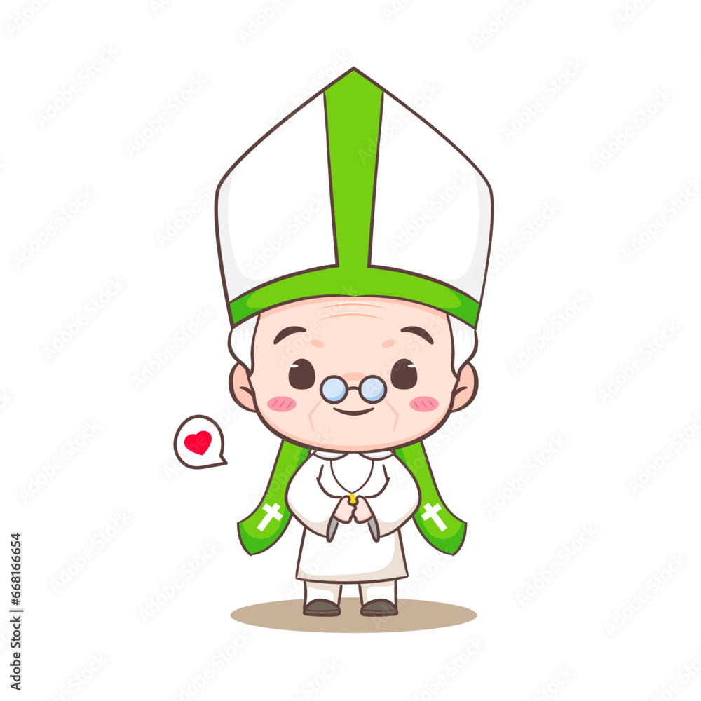 Cute Pope cartoon character. Happy smiling catholic priest mascot ...