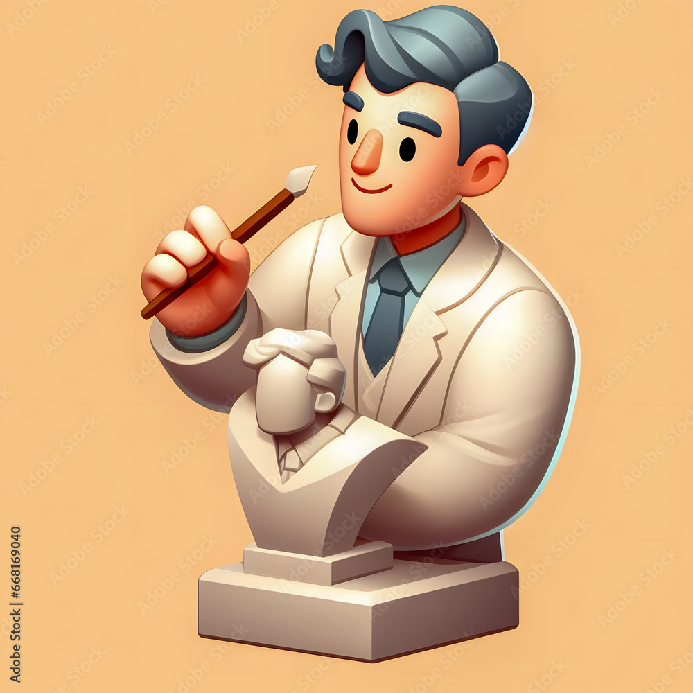 cartoon character of a man in a lab coat holding a pipe Generative AI ...