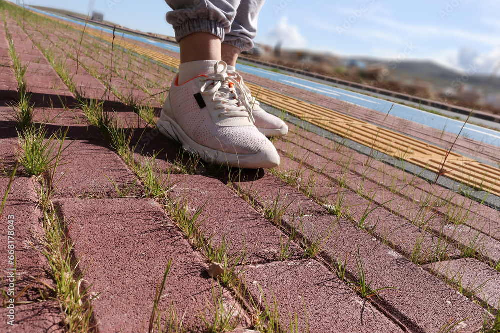outdoor tactile pavement foot path for blind and visually impaired ...