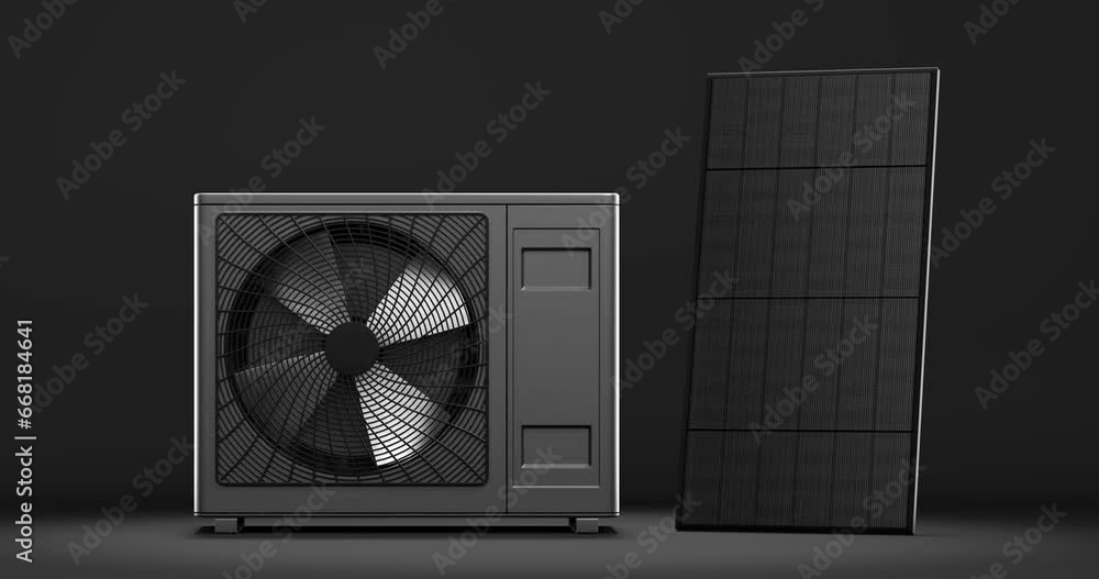 rotating fan of a heat pump energy with solar panel as a heater and ...