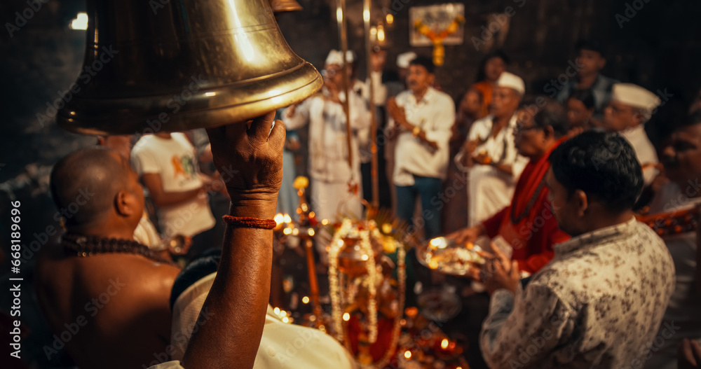 Hindu Religious Ceremony Traditions: of Group of Indian People Giving ...