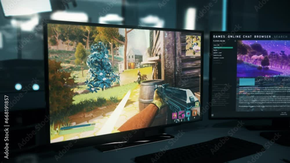 Mockup animation of the modern multiplayer computer game. Using a heavy ...