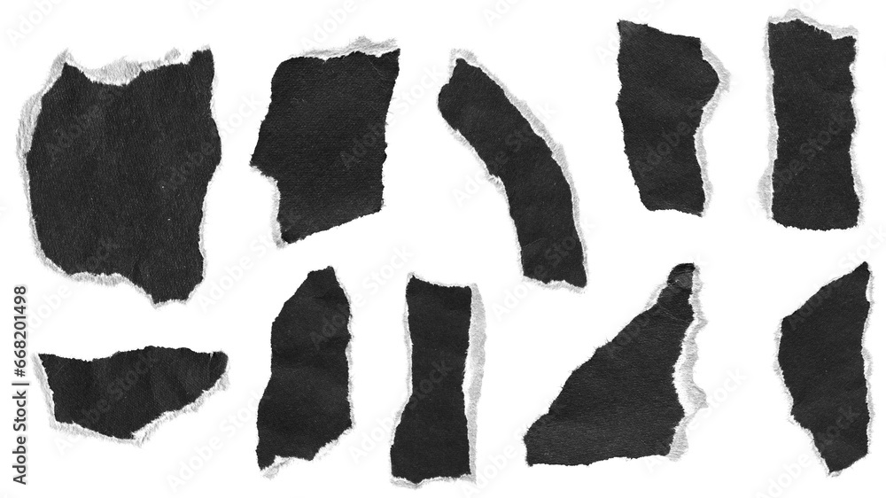 torn and ripped paper pieces frames with jagged edges from black paper ...