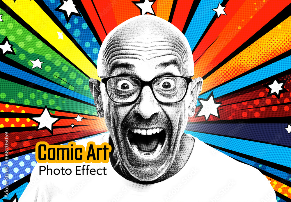 Comic Art Photo Effect Stock Template | Adobe Stock