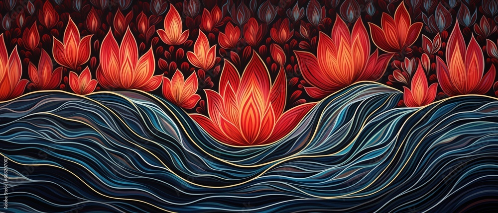 Sacred and timeless beauty of Lotus flowers with waterlily pads ...