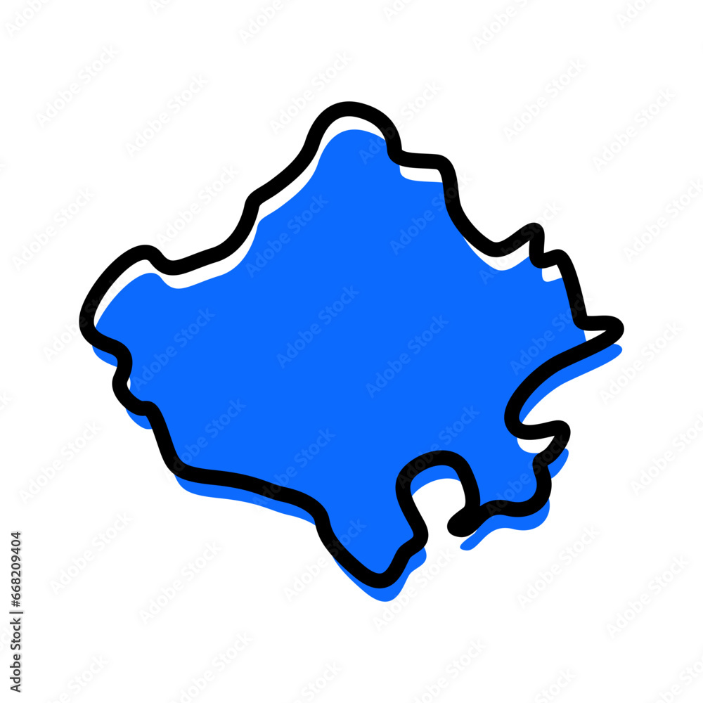 Rajasthan map vector illustration in blue color. Stock Vector | Adobe Stock