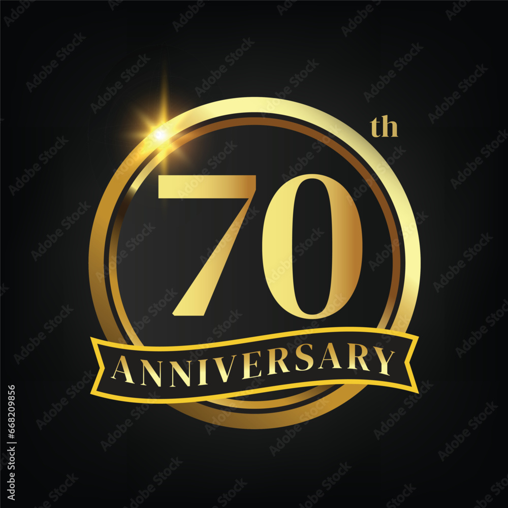 70th golden anniversary logo,with Laurel Wreath and gold ribbon Vector ...