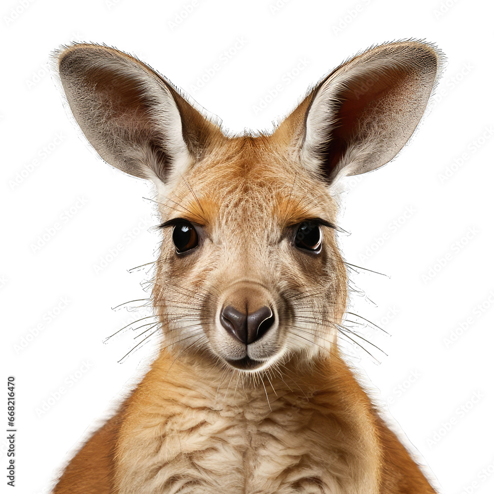 kangaroo portrait isolated on a transparent background.kangaroo close ...