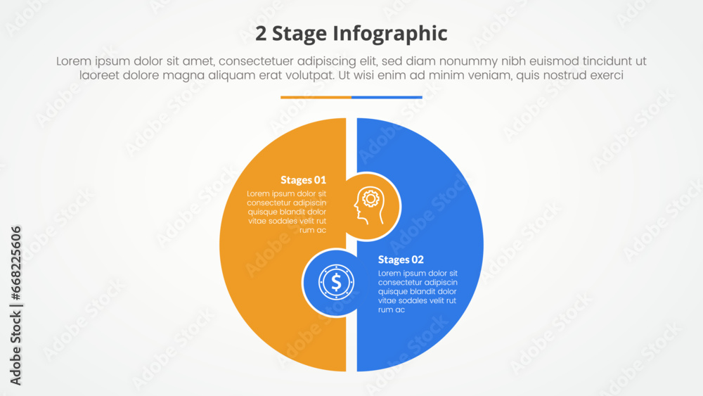 2 points stage template infographic concept for slide presentation with ...