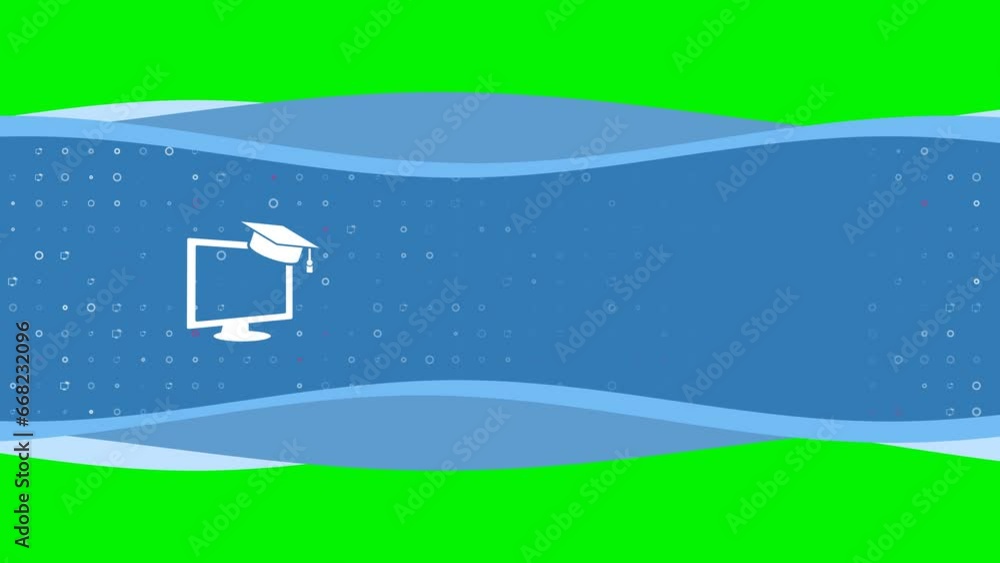 Animation of blue banner waves movement with white distance learning ...