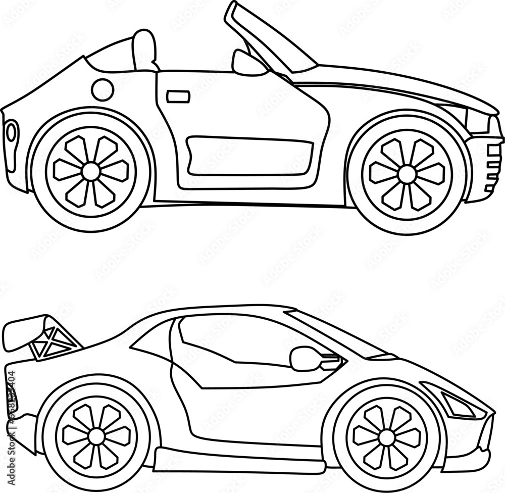 Car line art for coloring book page Stock Vector | Adobe Stock