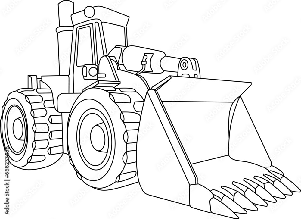 Bulldozer line art for coloring book page Stock Vector | Adobe Stock