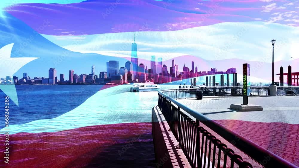 Breathtaking New York skyline video with a Puerto Rico flag overlay ...